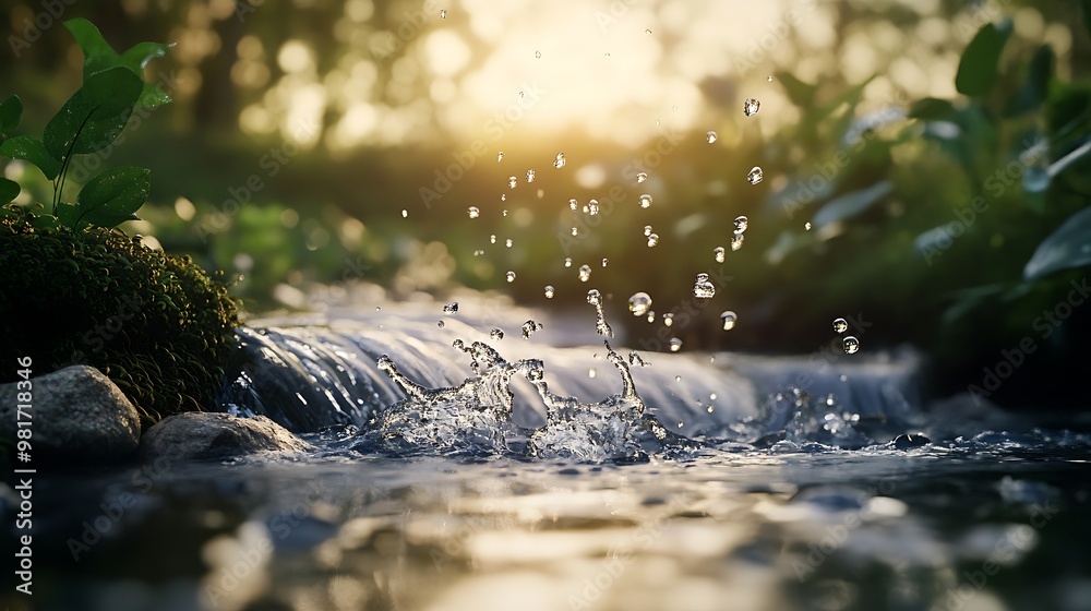 Generative AI Image of Tranquil Water Stream Flow at River Drain with ...