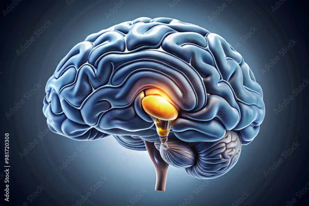 A highly detailed, scientifically accurate depiction of the amygdala in ...