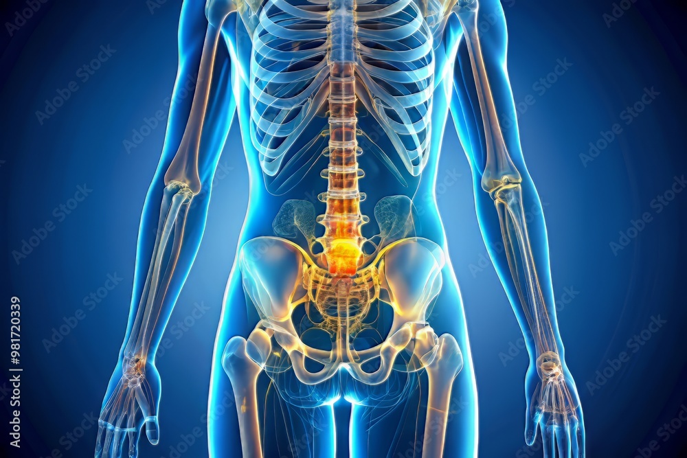Anatomically accurate illustration of a pelvic scan on a transparent ...