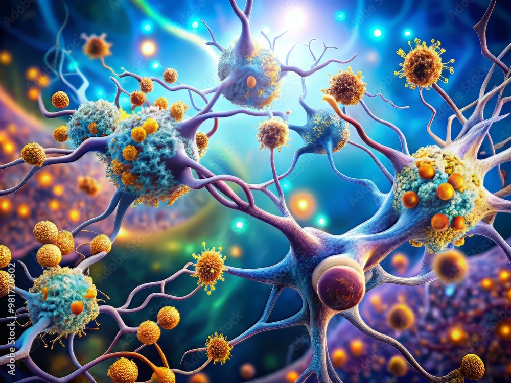 Illustration of Amyloid Cascade Theory showing abnormal protein ...