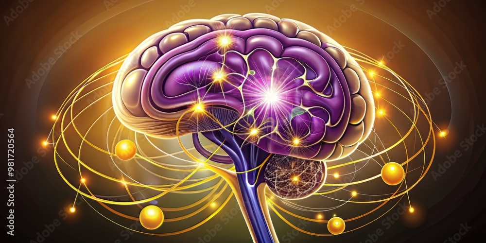 A vector representation of the brainstem in anatomical detail showing ...