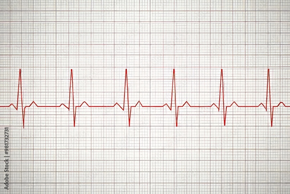 Simplified ECG waveform pattern on a clean white backdrop, emphasizing ...