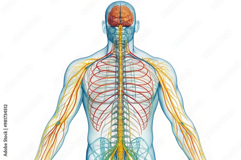 Detailed vector diagram of the PNS depicting the autonomic nervous ...