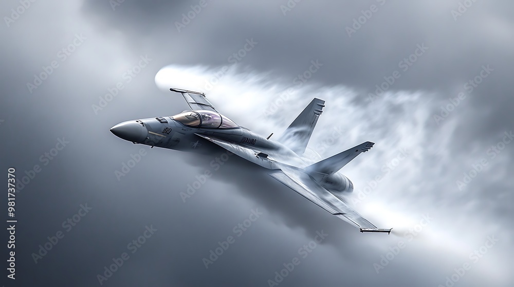 Fighter Jet in Flight: A sleek fighter jet soaring through the sky ...