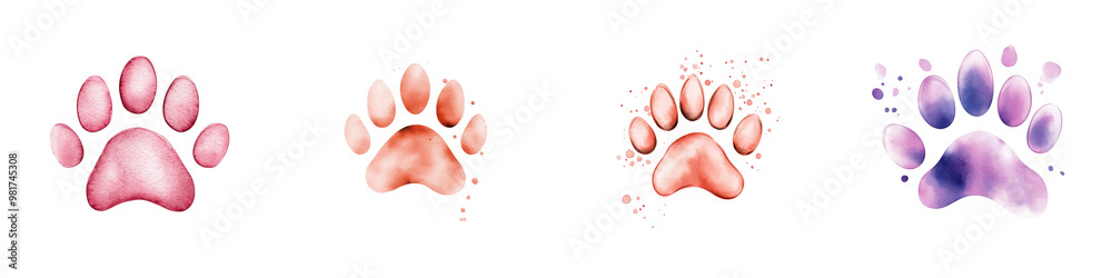 Colorful animal paw prints in various shades, perfect for creative ...