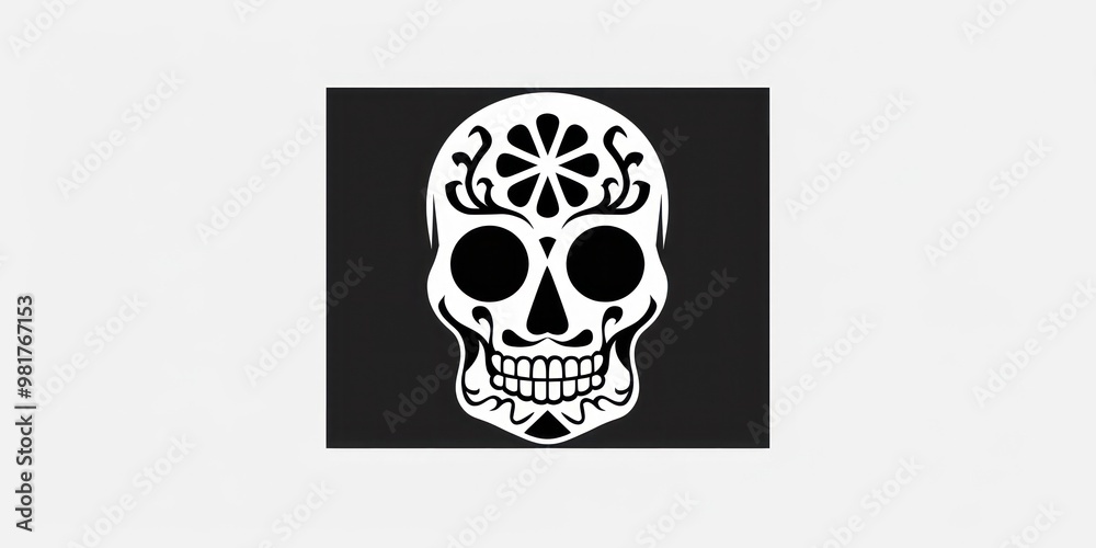 A simple black and white logo featuring a skull in stencil style. The ...