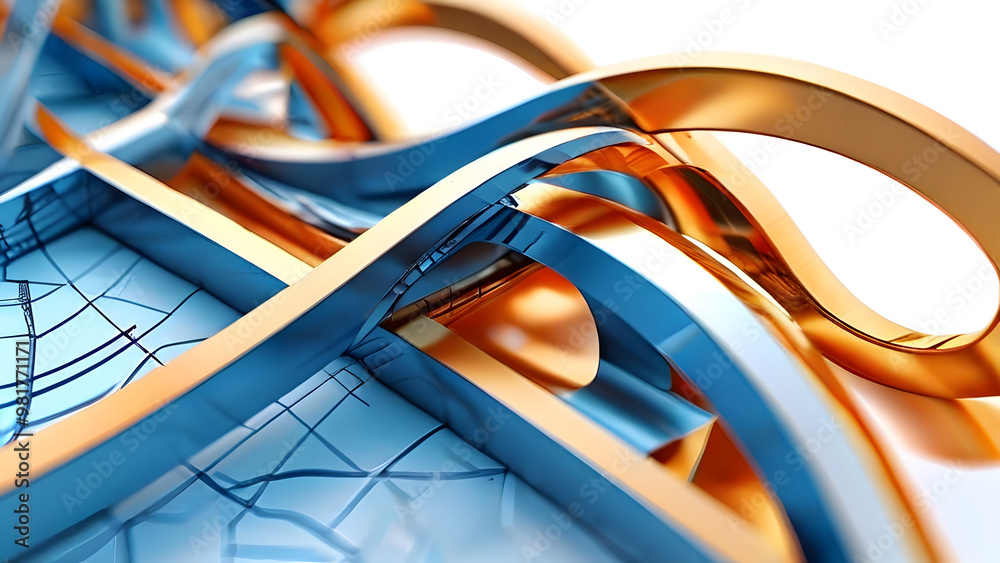 3D renderings of abstract civil engineering designs made up of lines ...