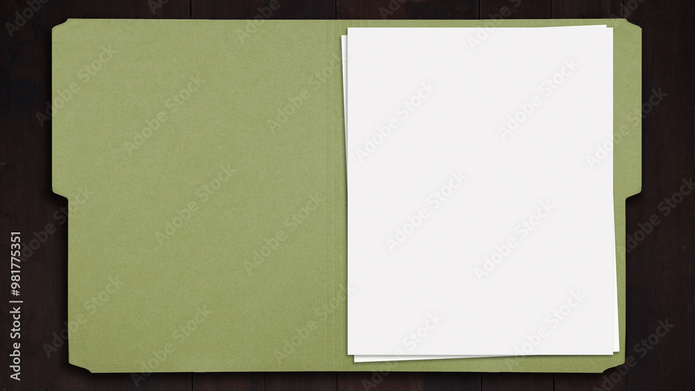 open file folder with blank papers layout Stock Photo | Adobe Stock