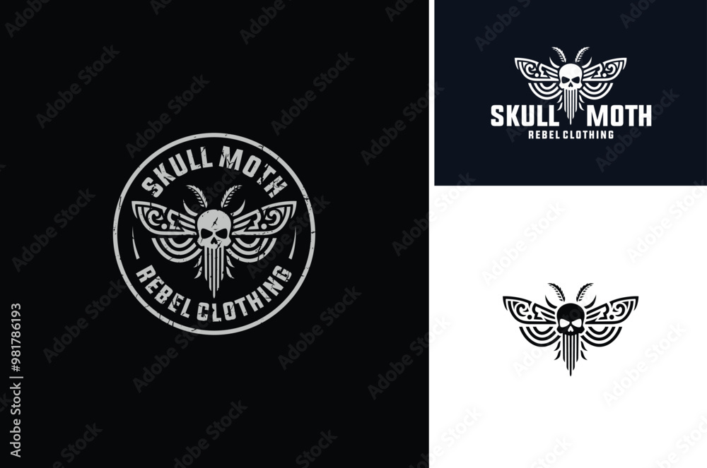 A wingspan of Moth Tribal with Human Skull Image on its Back Neck ...