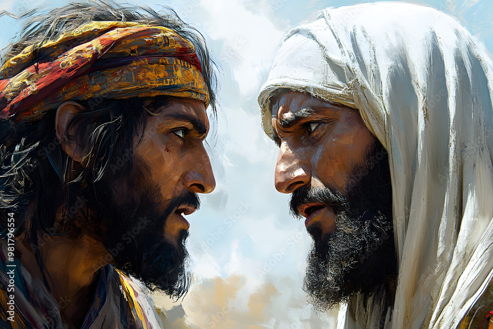 “Intense Argument Between Two Men, One with Long Hair, Capturing a ...