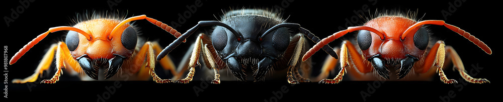 “Three Different Ant Species in Frontal View, Isolated on a White ...