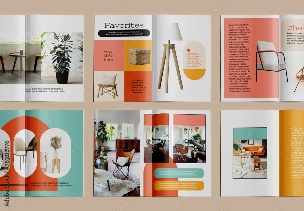 Interior Design Catalog Layout Stock Template | Adobe Stock