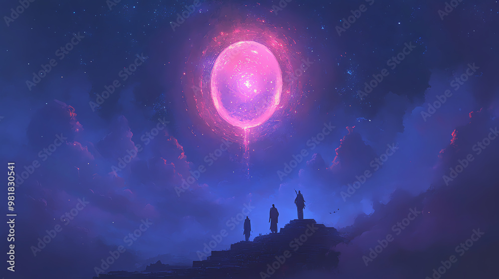 Abstract representation of the 9 Emperor Gods Festival, floating ...