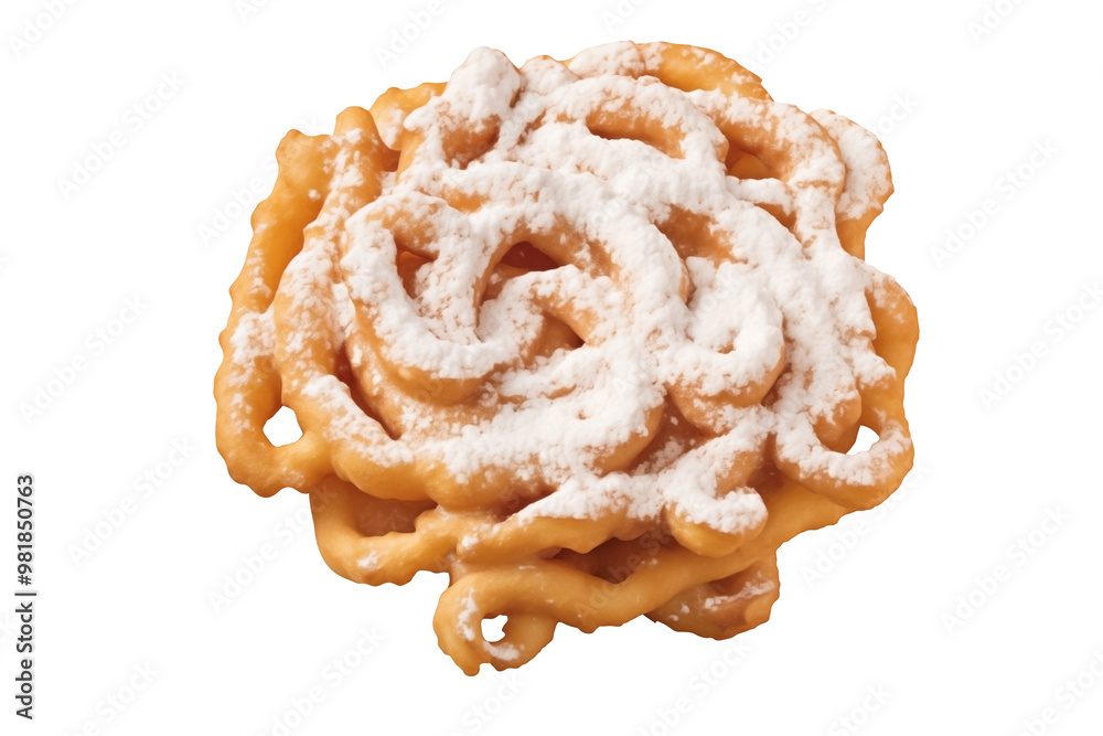 Close Up To a Sugar coated funnel cake PNG isolated on white and ...