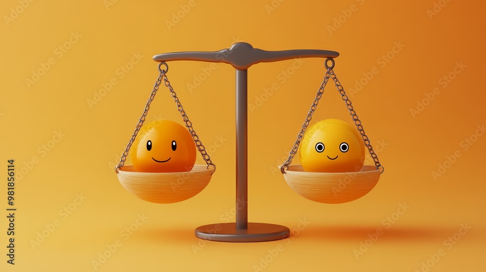 Balanced Emojis on Scales Justice Fairness Equality Happiness 3D ...
