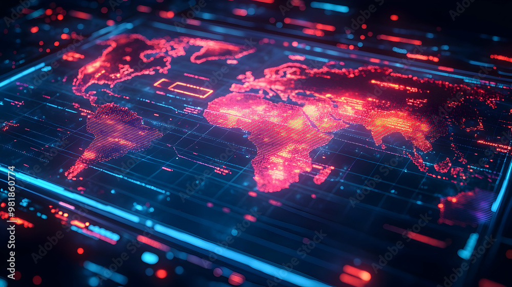 3D Holographic Election Results Map Concept: Aerial View of Real-Time ...