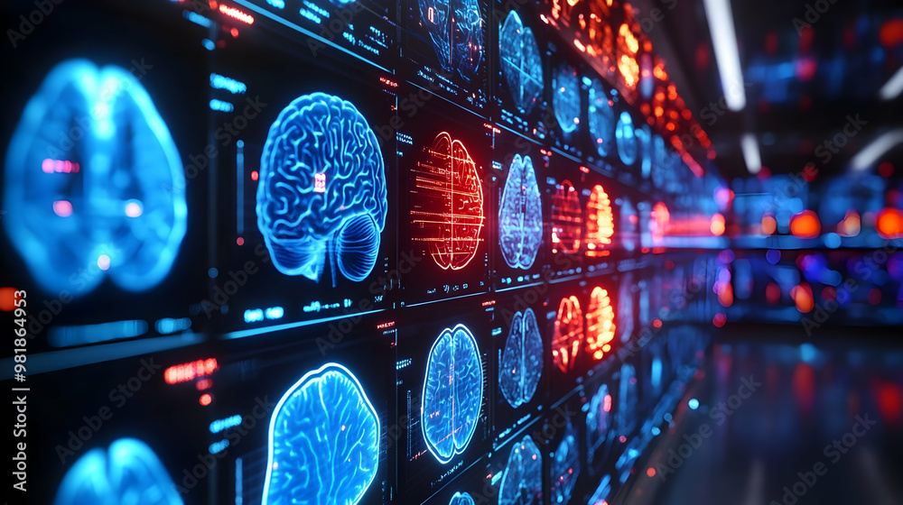 3D Neurofeedback Polling Booth Concept: Macro Shots of Brain Wave ...