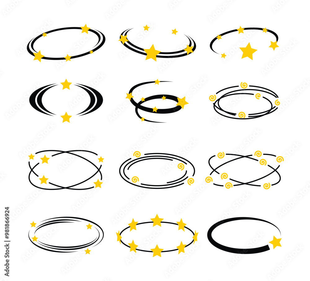 Set of dizzy star effect set collection, Retro pop comic Dizziness ...