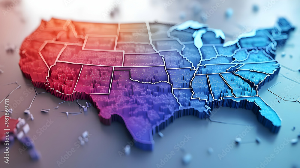 3D Abstract Electoral Map Animation: Dynamic Color Changes, Key ...