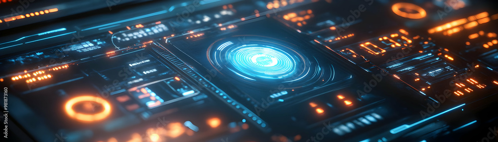 Futuristic Holographic Voting Machine Interface Concept: Close-Up of ...