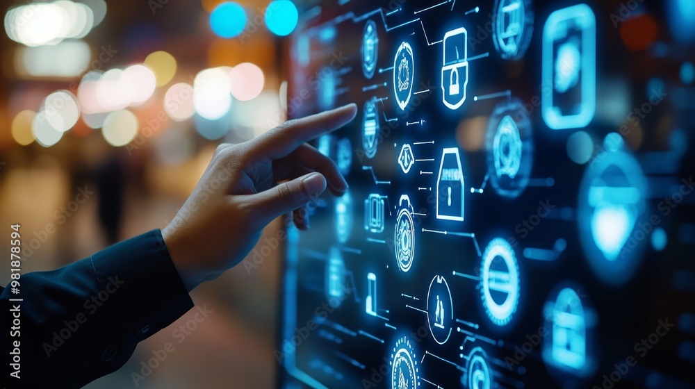 Modern Policing Technology - Police Officer Interacting with Digital ...