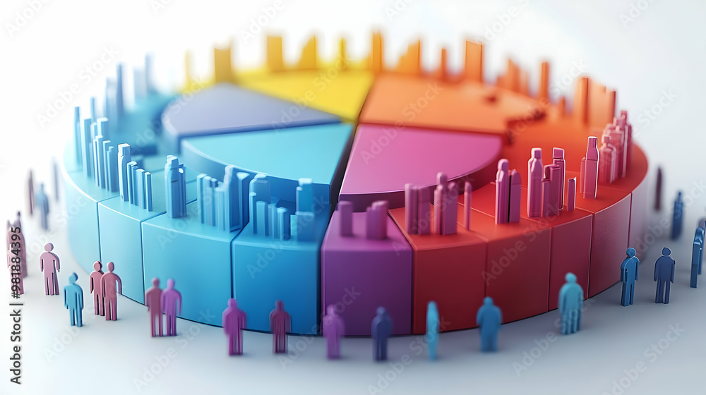 3D Holographic Voter Demographic Pie Chart Concept: Rotating Aerial ...