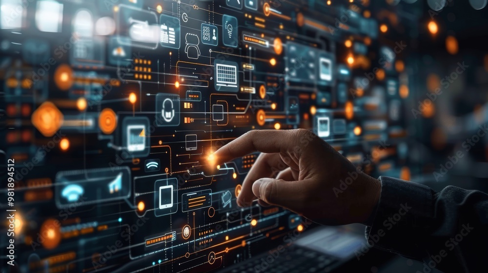 Advanced cloud technology background with cloud-based software solutions and digital ...