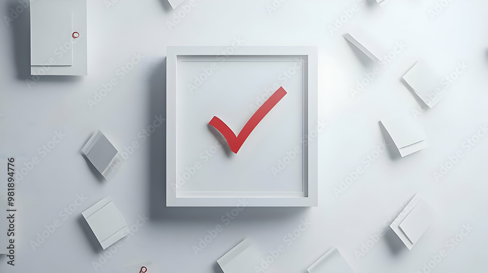 3D Ballot Paper Frame with Check Marks Concept Medium Shot of Folded ...