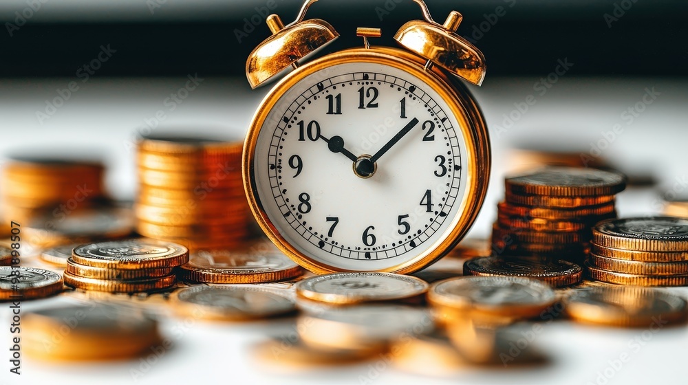 Time Value of Money: Clock and Coin Illustrating the Concept of ...