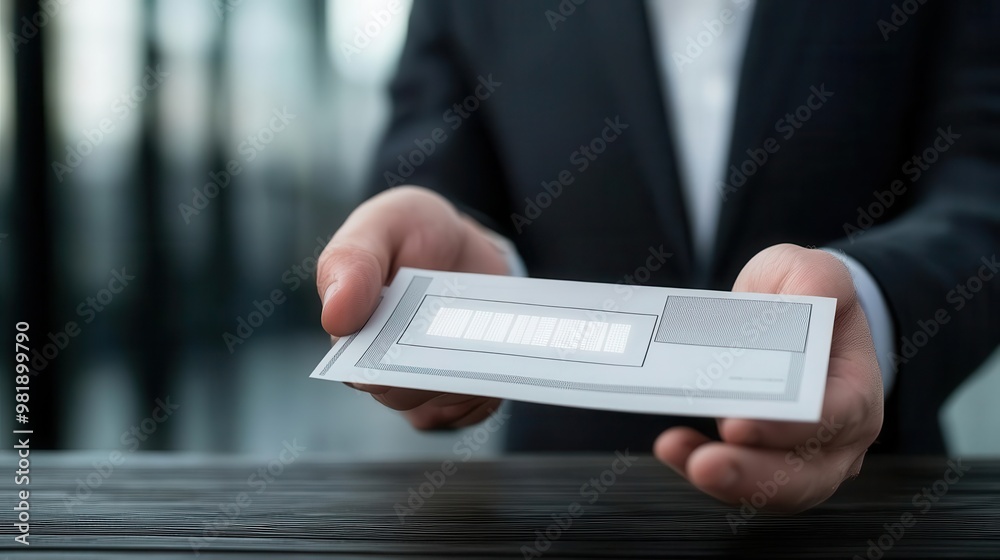 Employee receiving a paycheck with a highlighted bonus section, digital ...