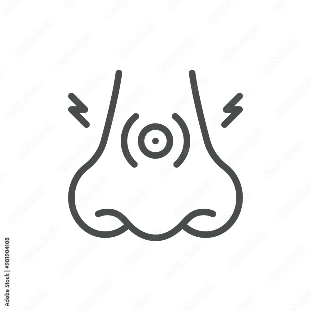 Nasal Congestion Icon. Thin Line Illustration of Nose with Pressure ...