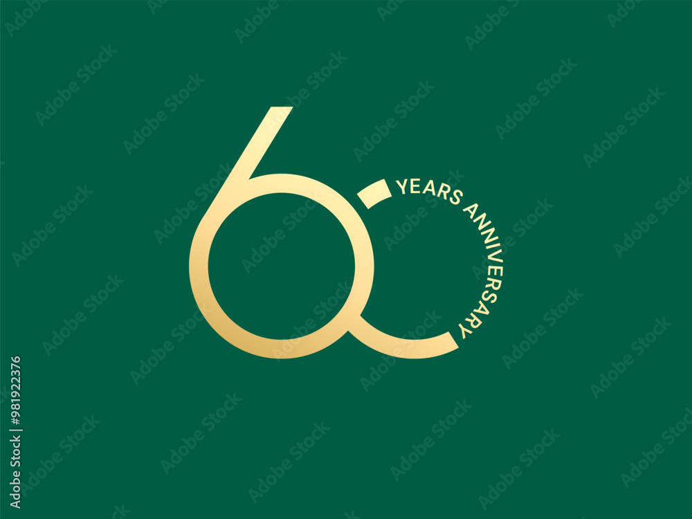 60th Anniversary luxury gold celebration with numbers connected logo ...