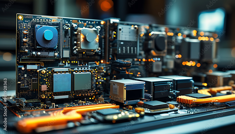 Schematic diagram of highly integrated hardware equipment, featuring ...