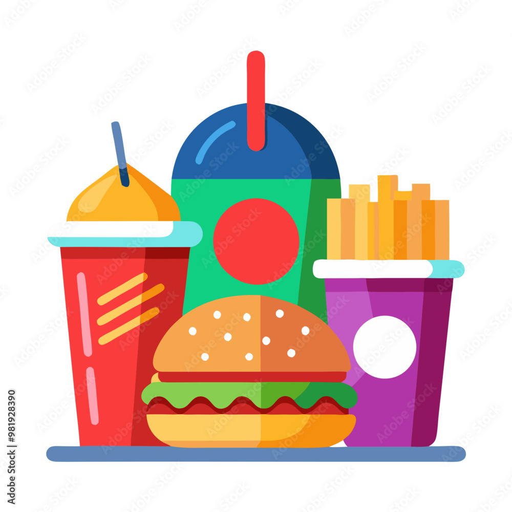 Unhealthy junk food and soft drink vector illustration of fast food ...