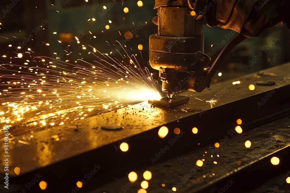 An Operator Uses A Plasma Cutter To Shape Metal Pieces. They Carefully ...