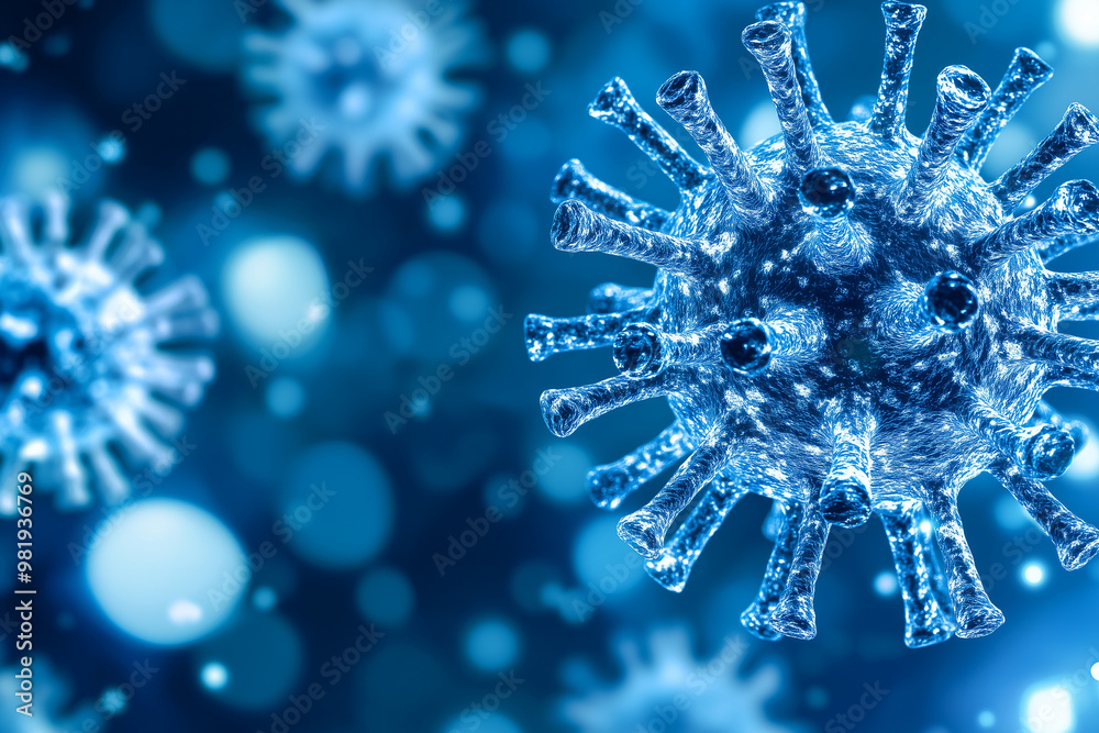 Blue Virus, Microorganisms under microscope, Viruses and microbes in ...