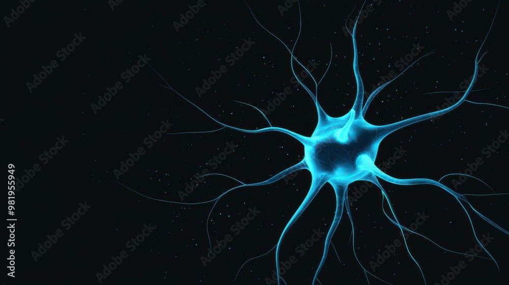 Discover a vibrant blue neuron art piece with playful textures on a ...