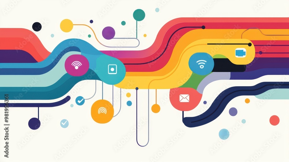 Dive into a vivid cartoon world where an internet map bursts with ...