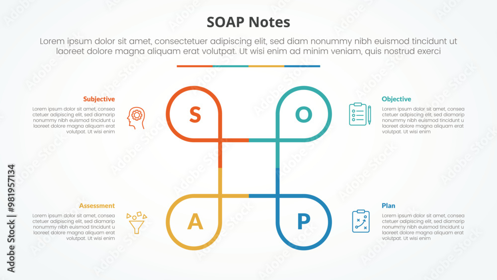 SOAP note infographic concept for slide presentation with creative ...