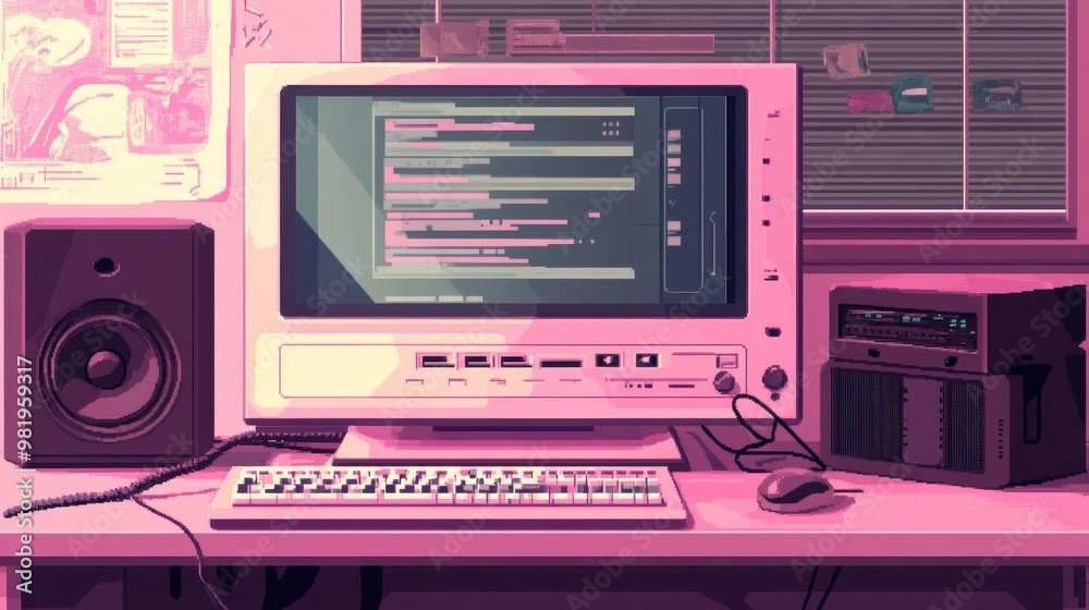 Retro old computer user interface,Pink Y2K computer window page and ...