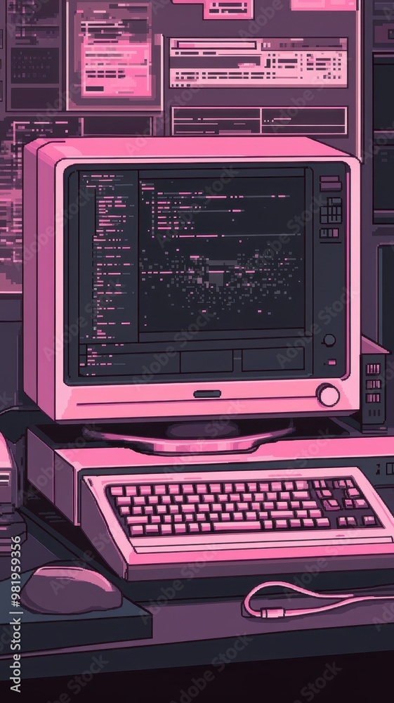 Retro old computer user interface,Pink Y2K computer window page and ...