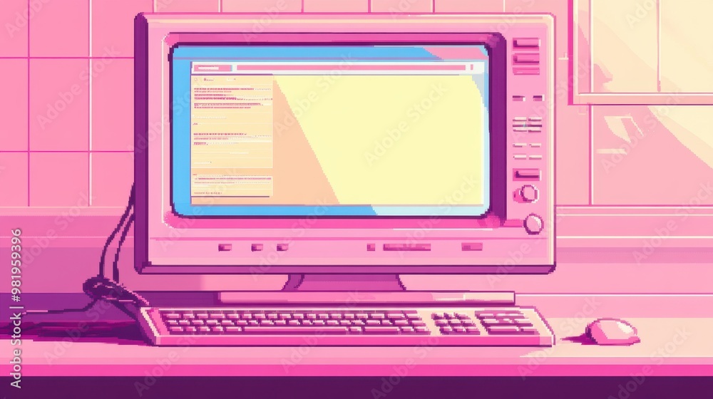 Retro old computer user interface,Pink Y2K computer window page and ...