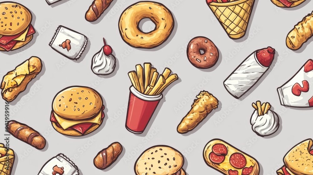 Pixel Art Fast Food Vector Set with Burger,pizza,Soda,Ice Cream,Hot Dog ...