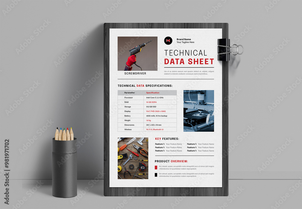Technical Data Sheet Template Stock Template | Adobe Stock