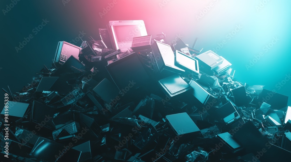 E Waste Pile Digital Debris Technology Trash Old Gadgets Electronic ...
