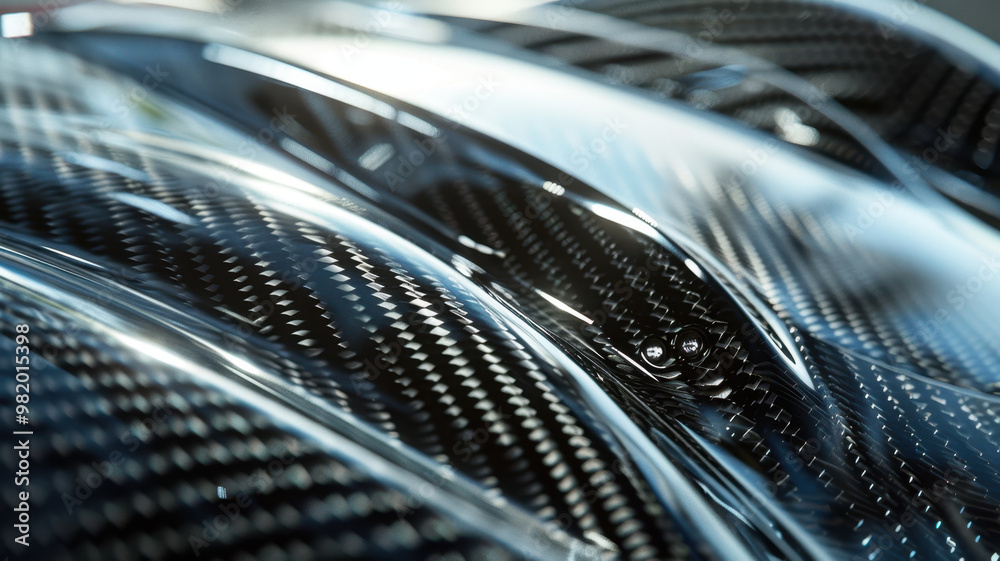 Close up of race cars carbon fiber bodywork, showcasing intricate ...