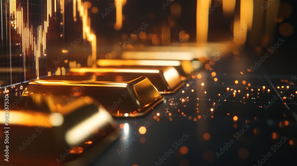Gold with the stock market as a background, Gold prices in the stock ...