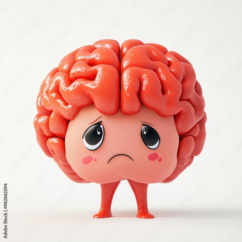 An illustration of a sad brain, conveying emotions such as unhappiness ...