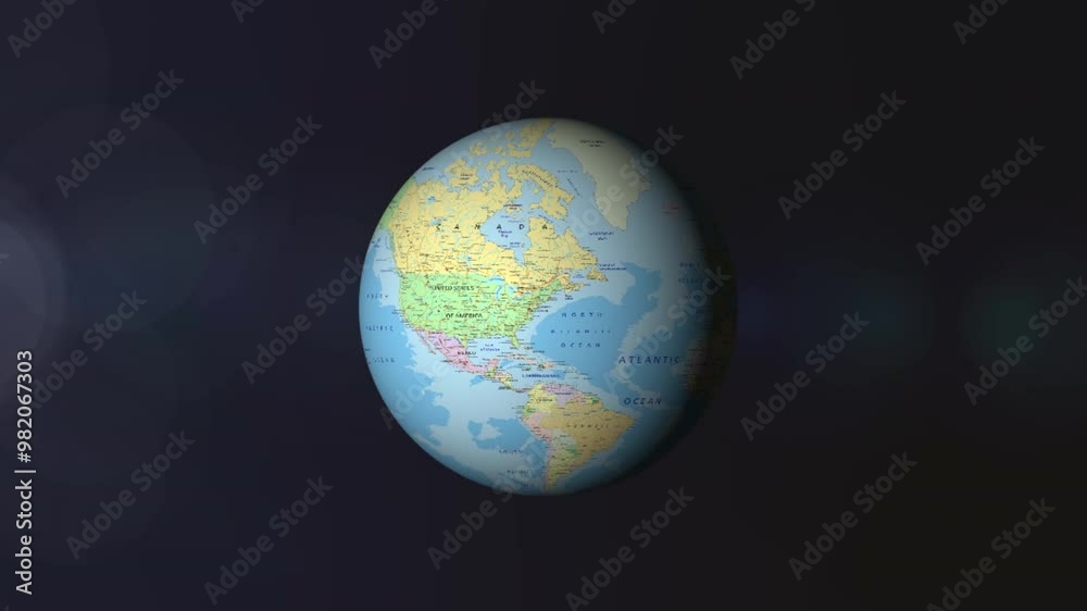 World Map Seamless Loop Animation of Rotating Planet Earth from Space ...