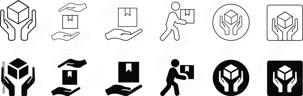 Fragile package icon set , handle with care logistics and delivery ...